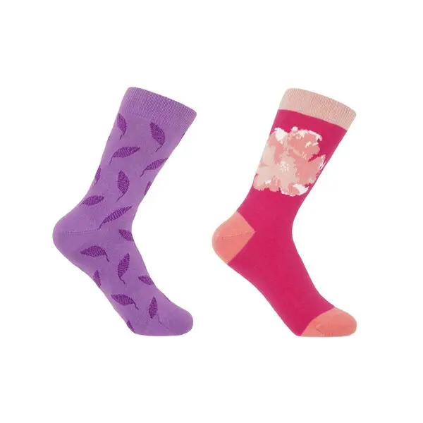 PEPER HAROW - MADE IN ENGLAND Leaf Violet & Wildflower Rose Socks Bundle - Purple