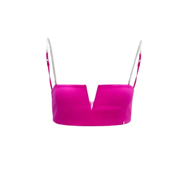 NISSA Spaghetti-strap Crop Top - Pink