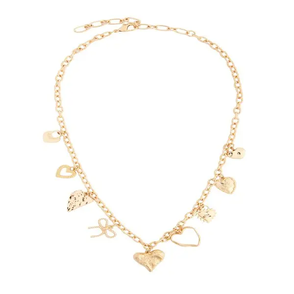 Saachi Mixed Heart Charm Necklace - Gold