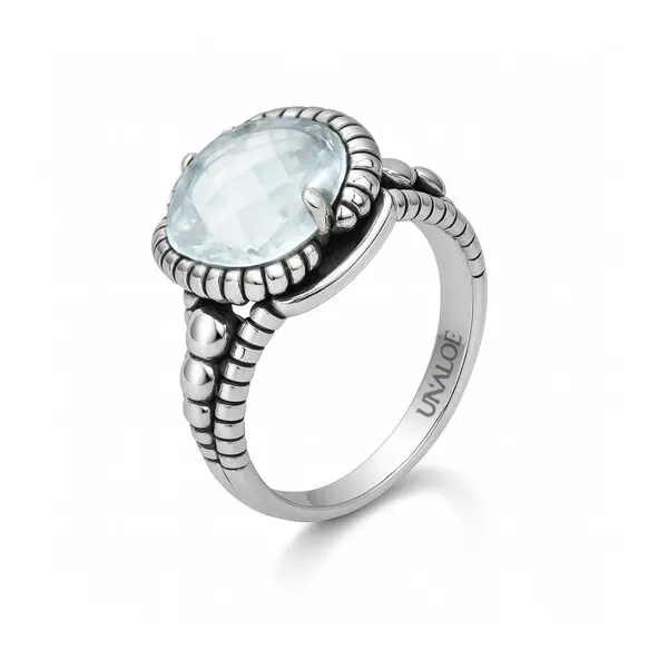 UNALOE Handcrafted Sterling Silver Ring With Sky Zircon – Made In Italy - Blue