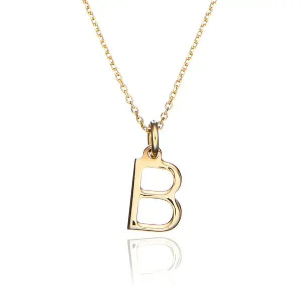 LILY & ROO Solid Small Initial Letter Charm Necklace - Gold