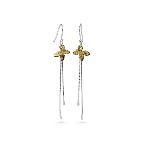 ISLA SILVER Gold / Silver Floral Mixed Metal Drop Earrings - Gold/silver