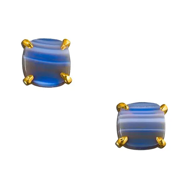 HEATHER HAWKINS Little Agate Studs Agate Gold Vermeil - Blue