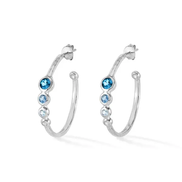 DOWER & HALL Blue Array Hoop Earrings In Sterling - Silver