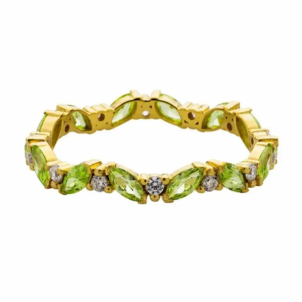 BELINDA JEWELZ Gold / Green Peridot Marquise Birthstone Infinity Ring - Gold/green