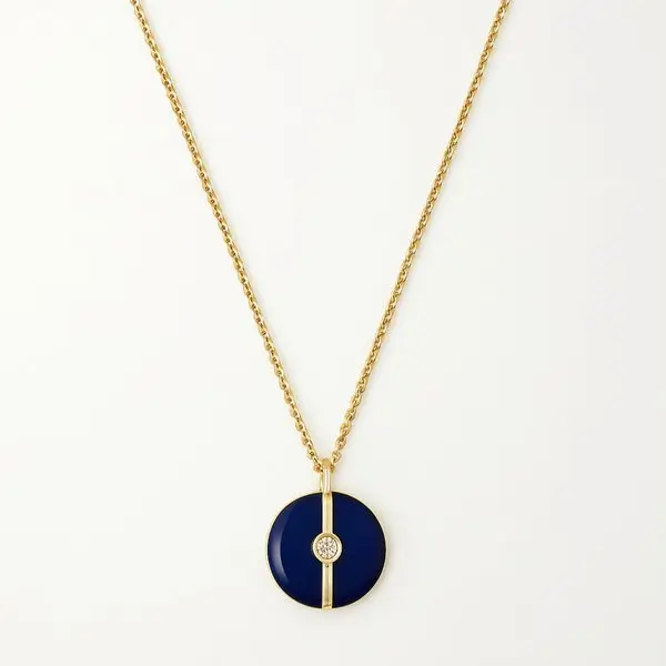 ECCE ARTISAN DIAMONDS 14k Solid Yellow Gold Enamelled Mini Diamond Button Necklace