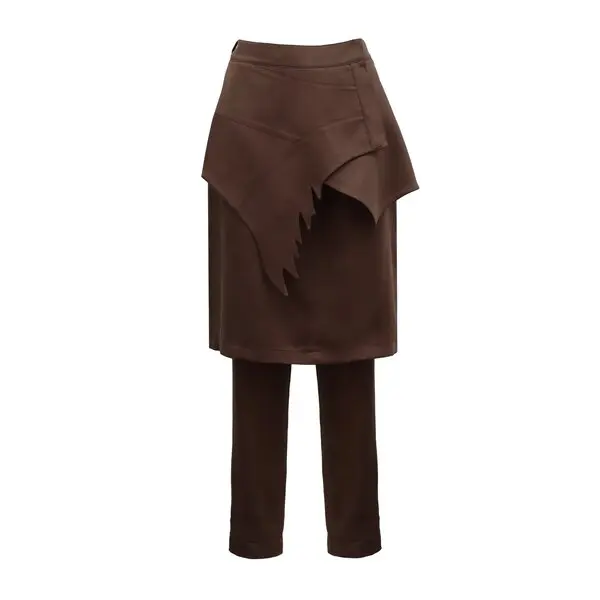 JULIA ALLERT Unique Hybrid Satin Skirt-pants - Brown