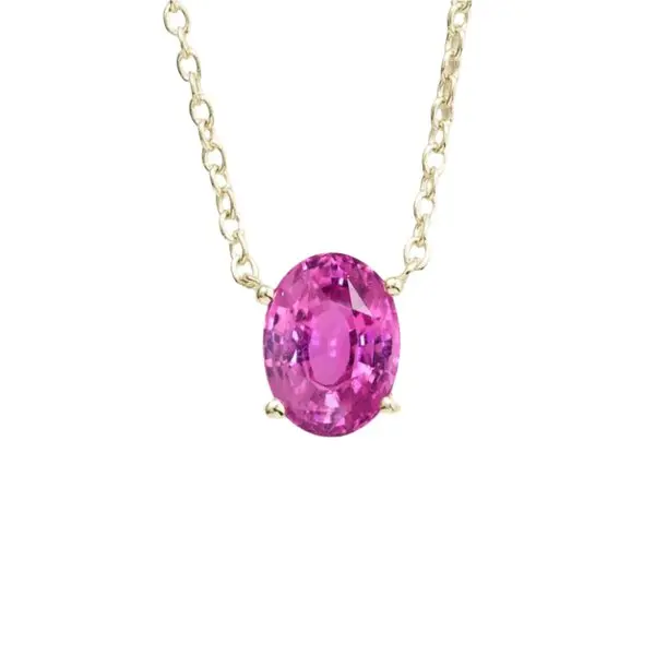 JUVETTI  White / Pink Ovo White Gold Necklace Set With Vivid Pink Sapphire - White/pink