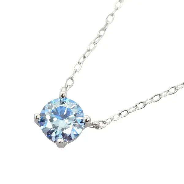 HARFI Blue / Silver Blue Topaz Moissanite Crystal Sterling Silver Necklace - Blue/silver