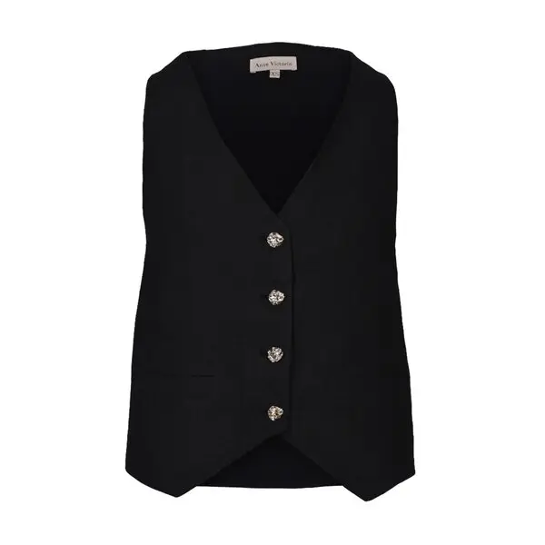 ANSE VICTORIN Kim Linen Vest - Black