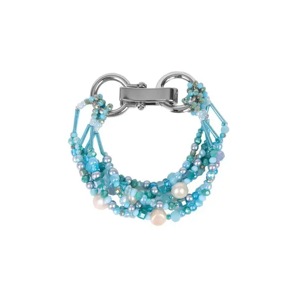 Saachi Beaded Layered Turquoise Bracelet - Blue