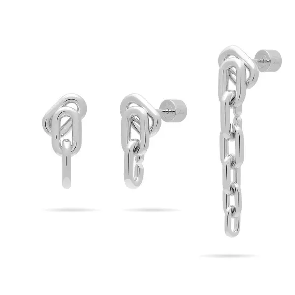 MEULIEN Long Or Short Convertible Link Chain Dangle Earrings - Silver