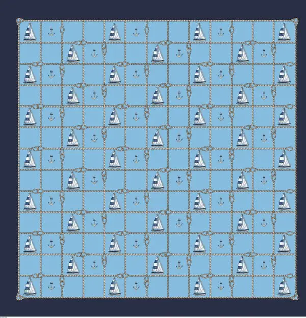 LAZYJACK PRESS Happy Sailing Italian Silk Scarf - Blue