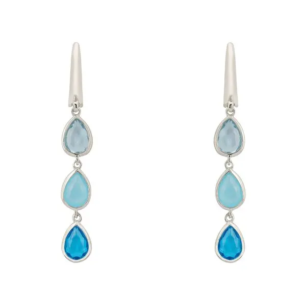 LATELITA Blue / Silver Sardinia Triple Teardrop Earrings Silver The Blues - Blue/silver