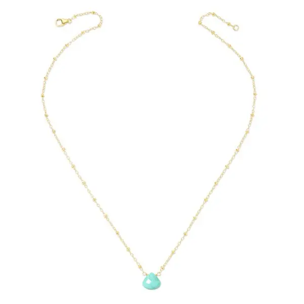 HEATHER HAWKINS Large Satellite Heart Shaped Gemstone Layering Necklace Gold-filled Turquoise December Birthstone - Blue