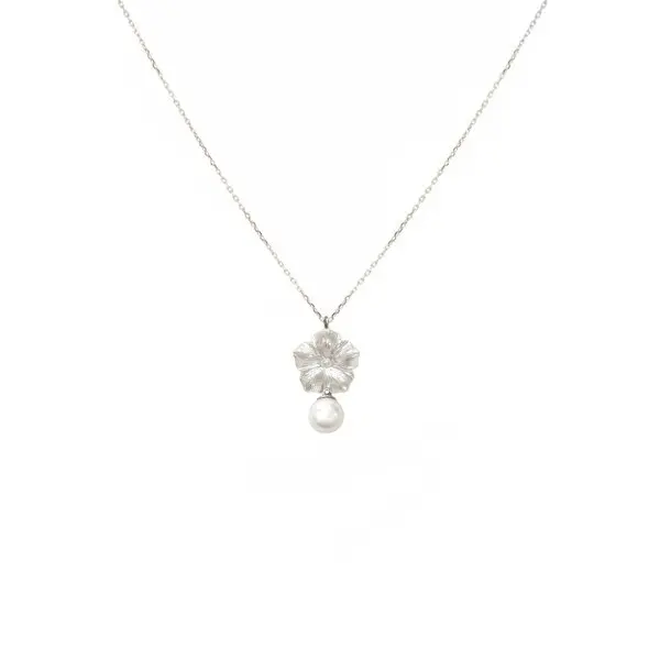 ALEGORIA JEWELLERY Silver / White Bavella Mini Round Pearl Necklace Silver - Silver/white