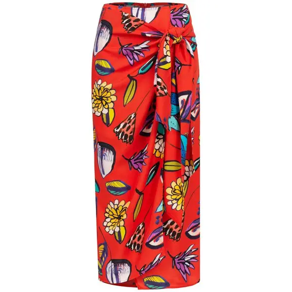 MARIANNA DÉRI Wrap Skirt With Flower Print - Red