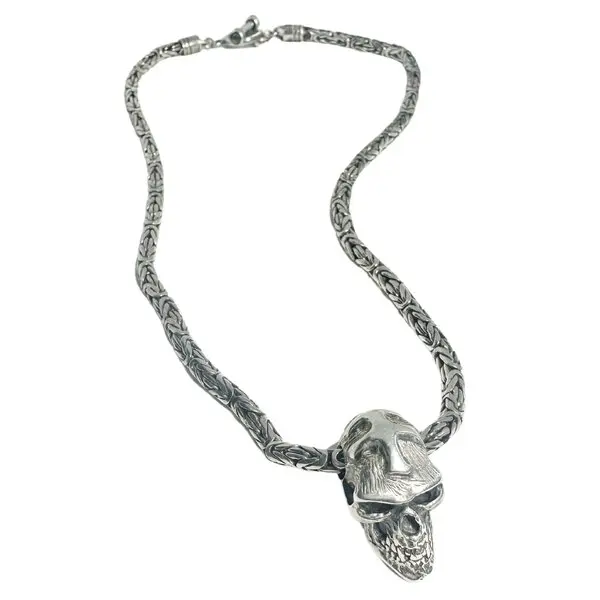 TG-JEWELLERY BY TAMARA GERVASIO Japanese Good Luck Skull Necklace In Sterling One Of A Kind - Silver