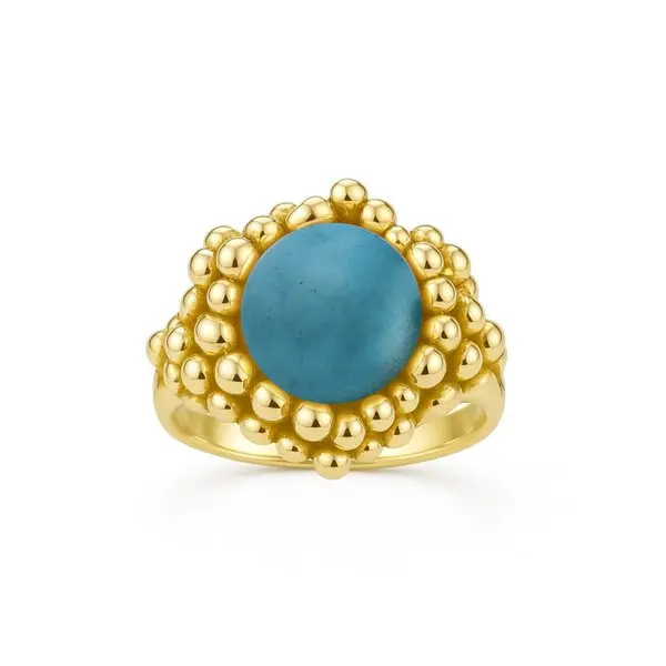 UNALOE Gold / Blue Gold Vermeil Natural Amazonite Statet Ring – Sterling Silver Blue Green Fine Jewelry - Gold/blue