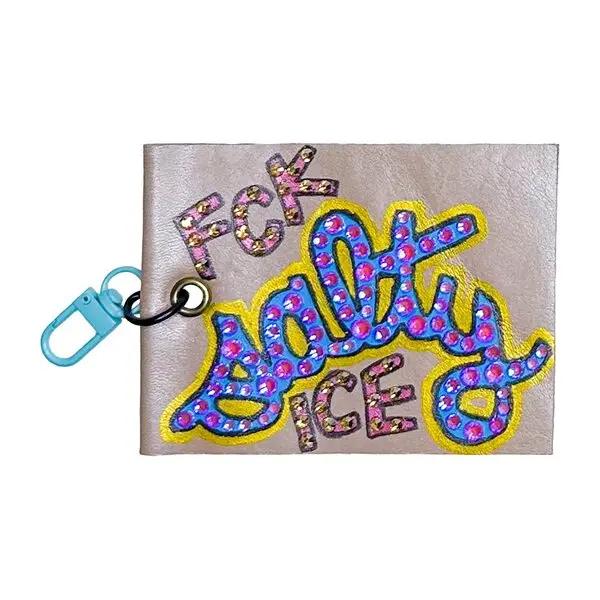 ACID CAT Neutrals Salty Fuck Ice Sparkle Bag Charm Keychain - Black