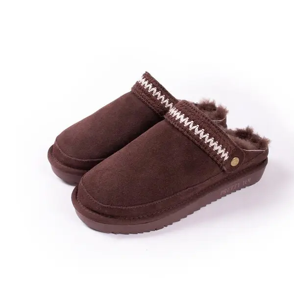 PRETTY YOU Hallie Sheepskin Multiway Slippers In Chocolate - Brown
