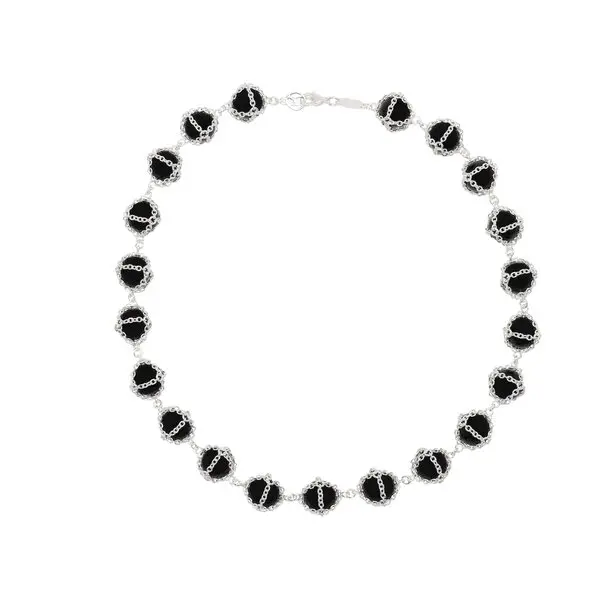 MHART Caged Onyx Necklace - Silver