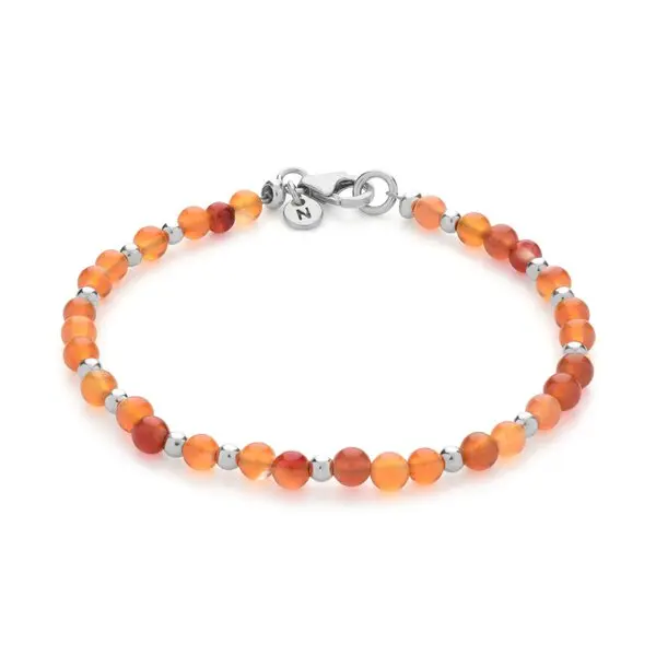 NELLOU JEWELLERY Jewel Bead July Birthstone Bracelet Sterling Silver Carnelian - Orange