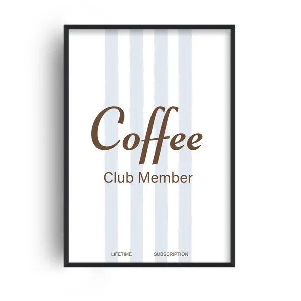 FANCLUB Blue / Brown Coffee Club Member Giclée Kitchen Art Print A2 - Blue/brown