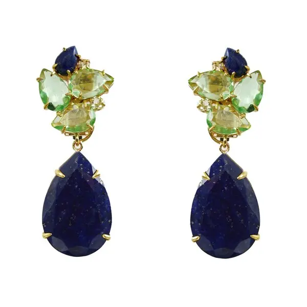 Bounkit Blue / Green Caroline Earrings Pierced - Blue/green