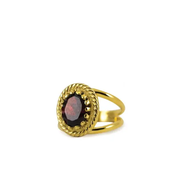 VINTOUCH ITALY Red / Gold Luccichio Garnet Stacking Ring - Red/gold