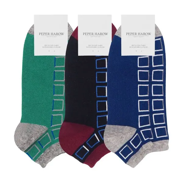 PEPER HAROW - MADE IN ENGLAND Cube ’s Trainer Socks – Bundle - Black/blue
