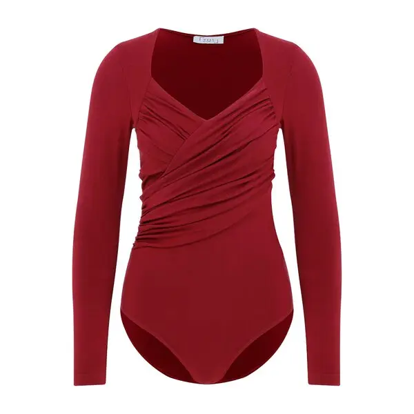MAAN ISTANBUL Folds Detail Bodysuit The Wild Rose - Red