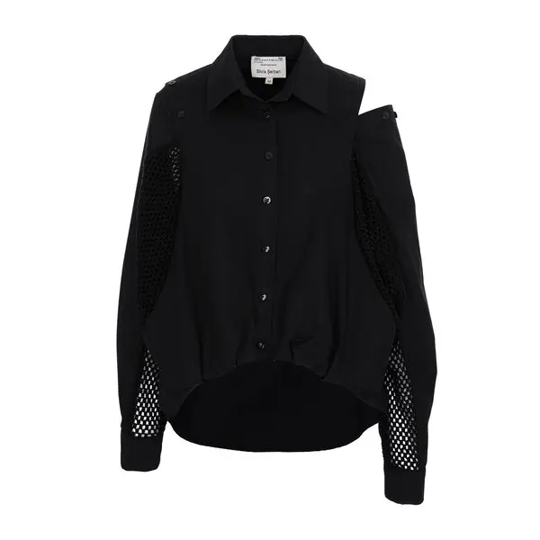 SILVIA SERBAN Oversized Shirt With Cotton Mesh Inserts