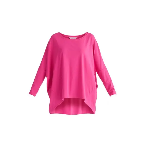PAISIE Wide Neck Oversized Lyocell Jersey Top In Hot - Pink