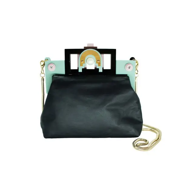 GISSA BICALHO Handmade Acrylic Clutch Maya & Candy Pink - Black