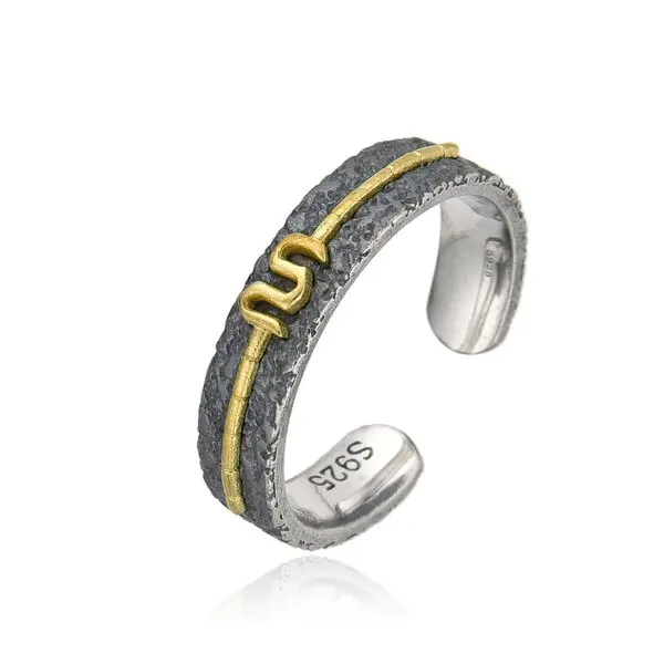 ALTAR™ ORNAMENTS CO. Silver / Gold Aji Ring| Sterling Silver & Brass Serpent Ring Altar - Silver/gold