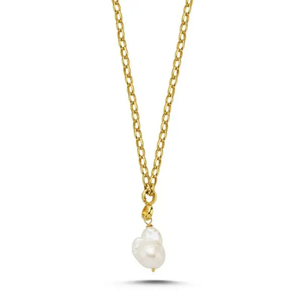 LINYA JEWELLERY Tapy Baroque Pearl Thick Chain Necklace - Gold
