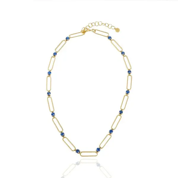 RARE MATTERS JEWELRY Crystal Link Necklace - Blue