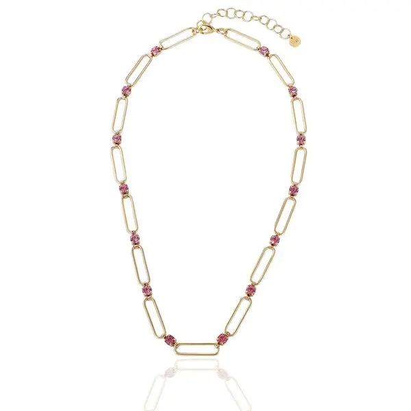 RARE MATTERS JEWELRY Crystal Link Necklace - Pink