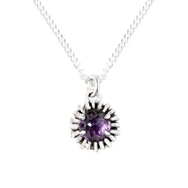 LEE RENEE Dahlia Bud Amethyst Necklace - Silver