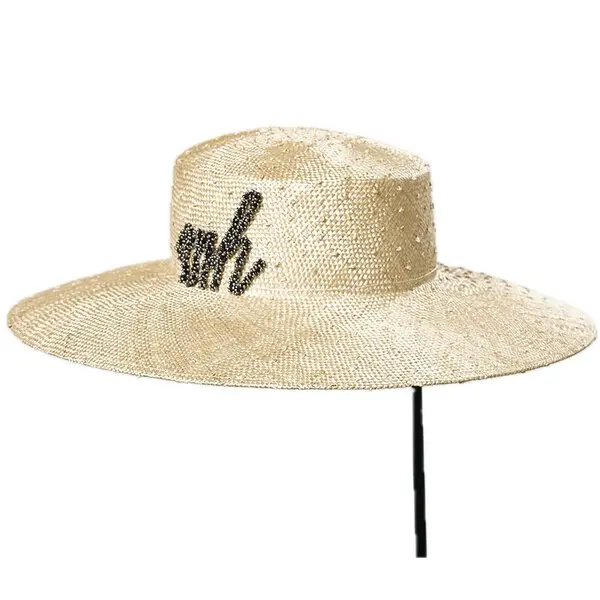 MISA HARADA MILLINERY Neutrals Manon Wide Brimmed Boater Hat - Black/gray