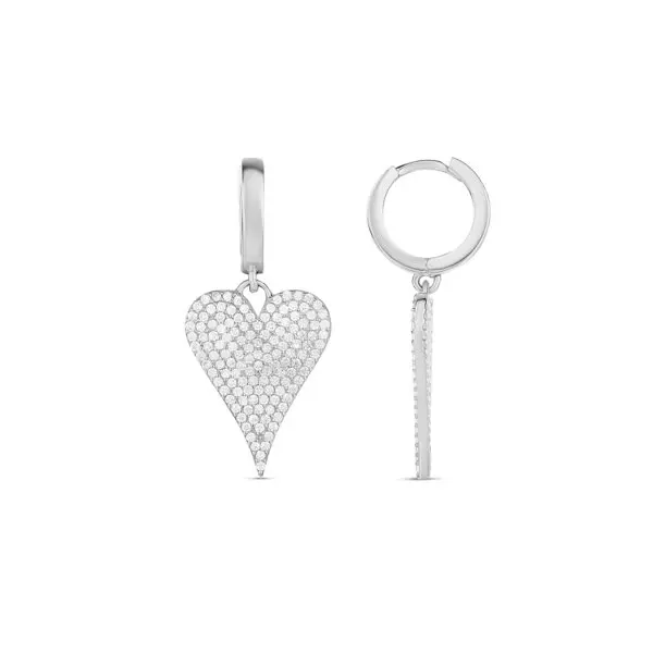 SHYMI Pave Heart Earrings - Silver