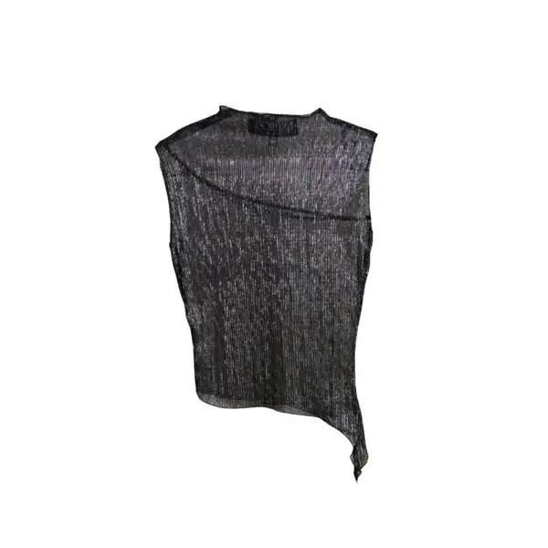 AMORTIZIA Belladona Top Metallic Shimmer Asymmetric Top - Grey