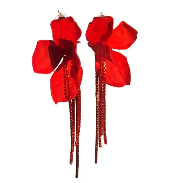 LAURA DAILI Crimson Blossom Earrings - Red