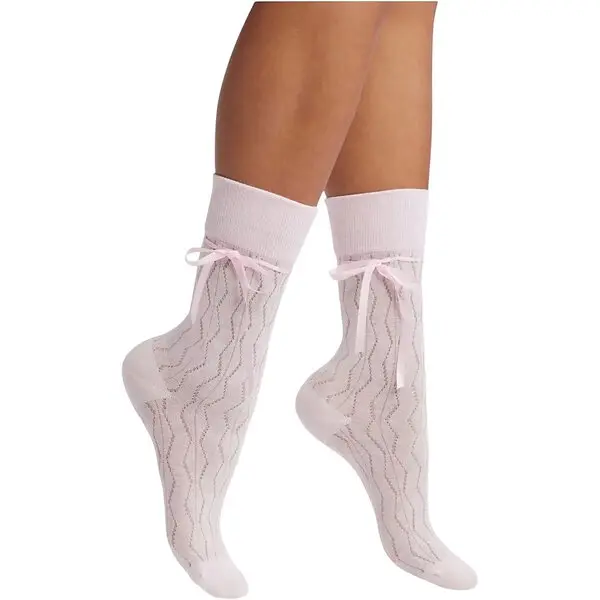 HIGH HEEL JUNGLE BY KATHRYN EISMAN Bella Satin Bow Socks - Pink