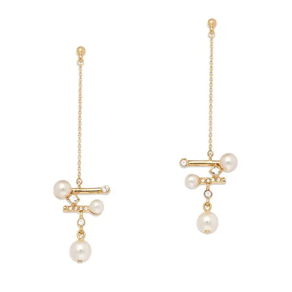 Grossé Pearl & Crystal Statet Drop Earring, Series Pearl Light - Gold