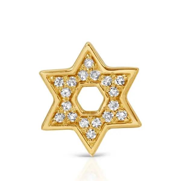 Maya Brenner Designs Pavé Charm Stud 14k Yellow Star Of David - Gold