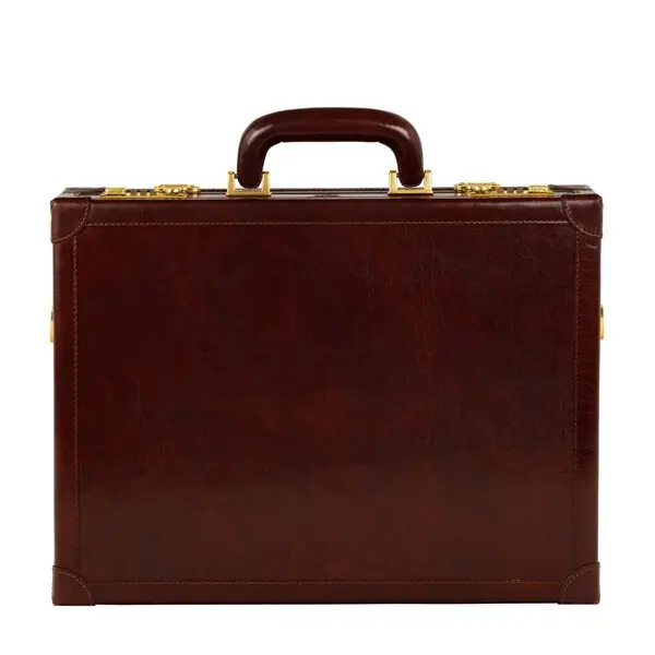 TIME RESISTANCE Leather Large Attaché Case Briefcase A Legacy - Brown
