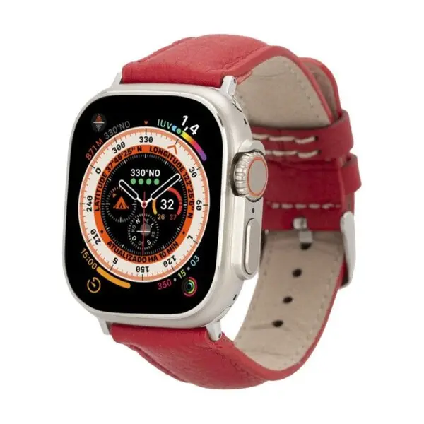 LEATHERE Leather Apple Watch Strap Classic Seattle - Red