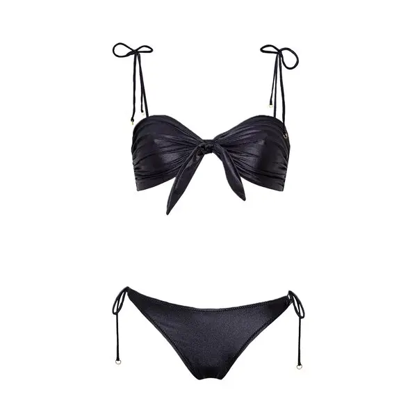 AULALA PARIS Miss Enthusiastic Shiny Bikini Set - Black